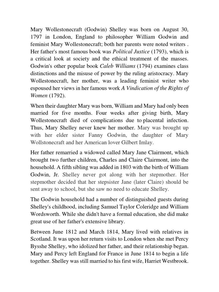 Mary Shelley Biography | Mary Shelley | Mary Wollstonecraft | Free 30 ...