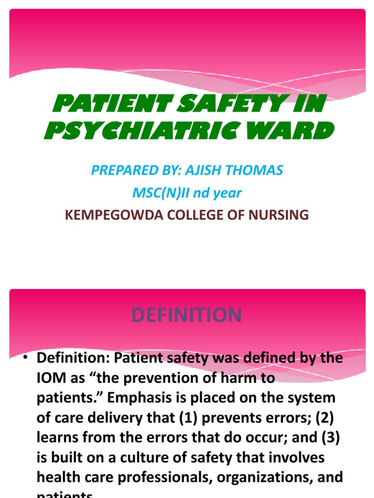 Patient Safety in Psychiatric Ward | PDF | Suicide | Major Depressive ...