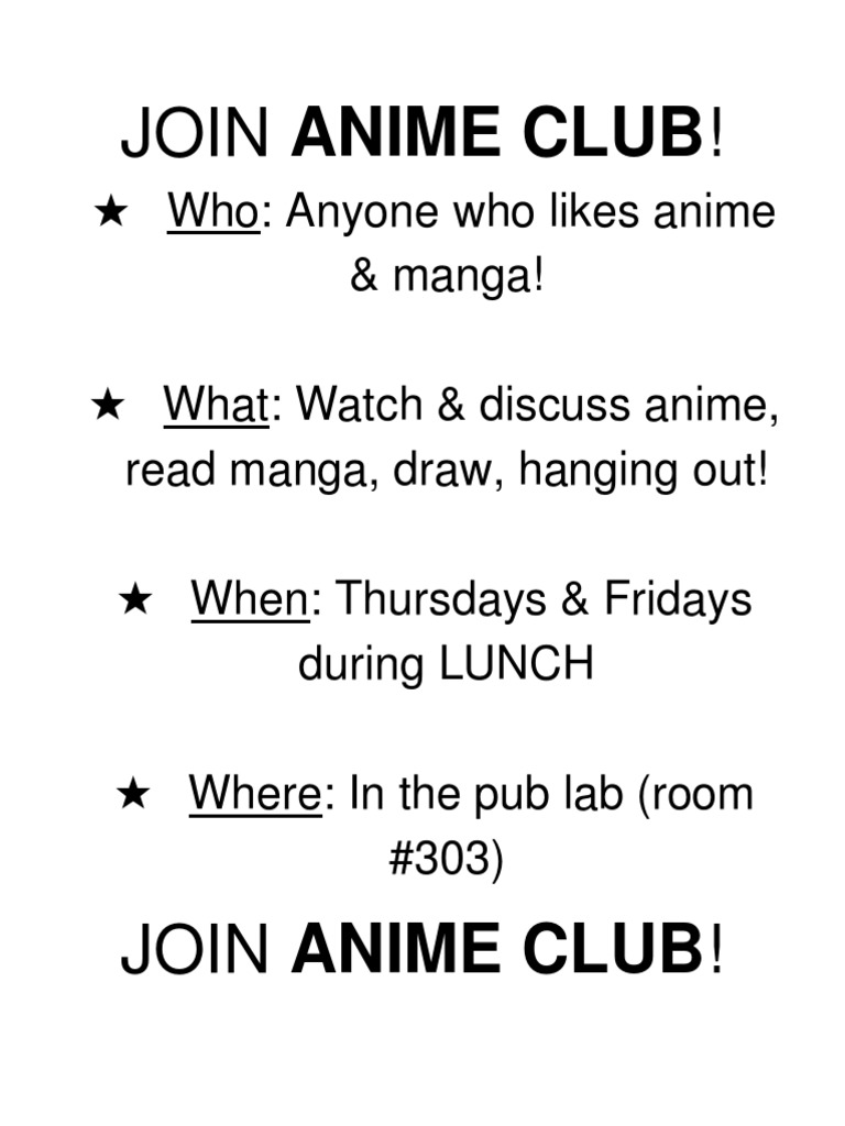 Join Anime Club! | PDF