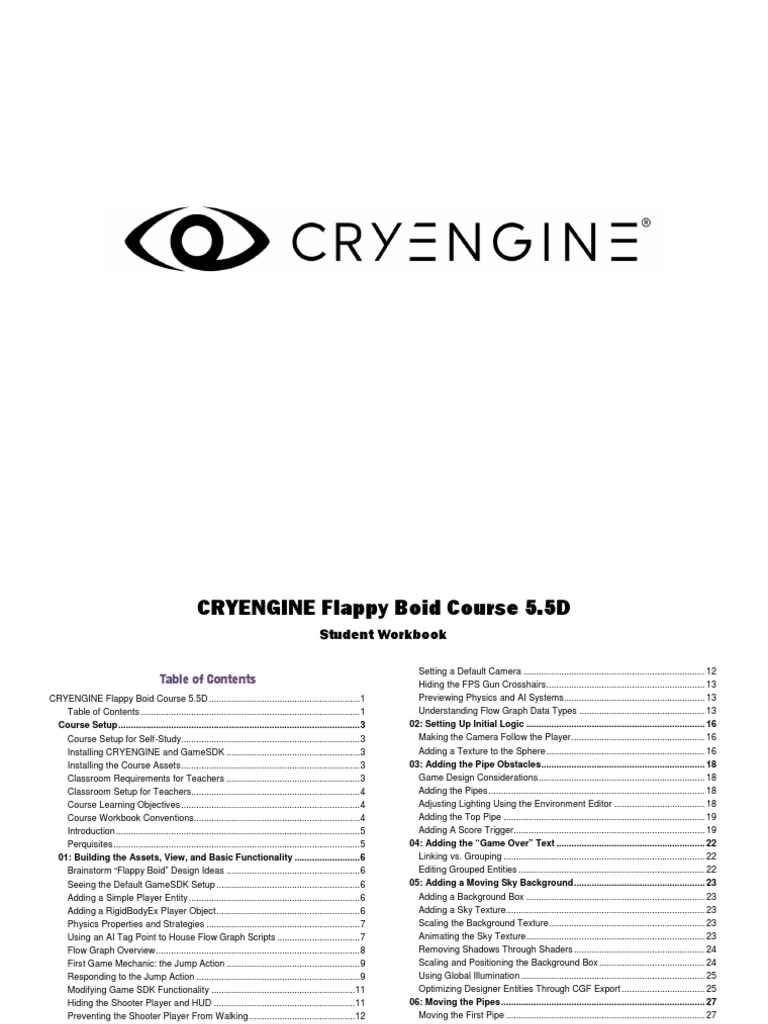 CRYENGINE FlappyBoid Syllabus 5.5D | PDF | Artificial Intelligence | Intelligence (AI) & Semantics
