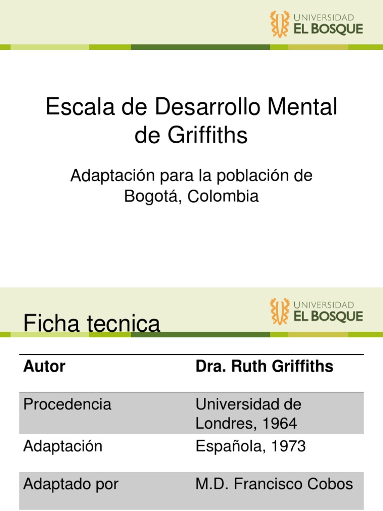 (GRIFFITHS) Escala de Desarrollo Mental de Griffiths PDF | PDF ...