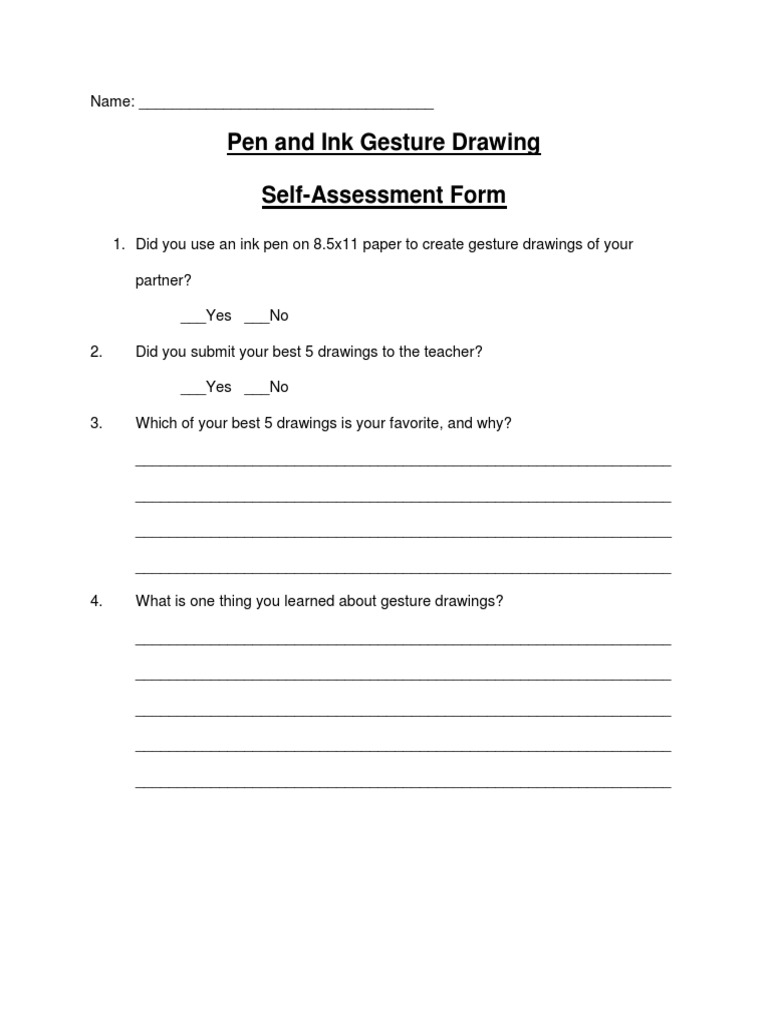 Gesture Drawings Self Assessment Form | PDF