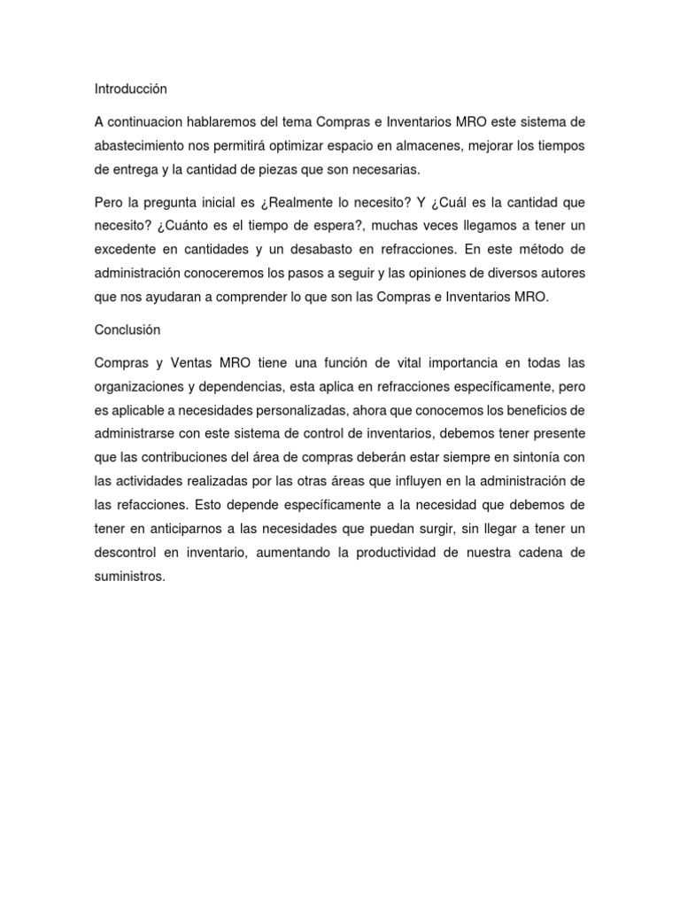 Introducción y Conclusion MRO | PDF