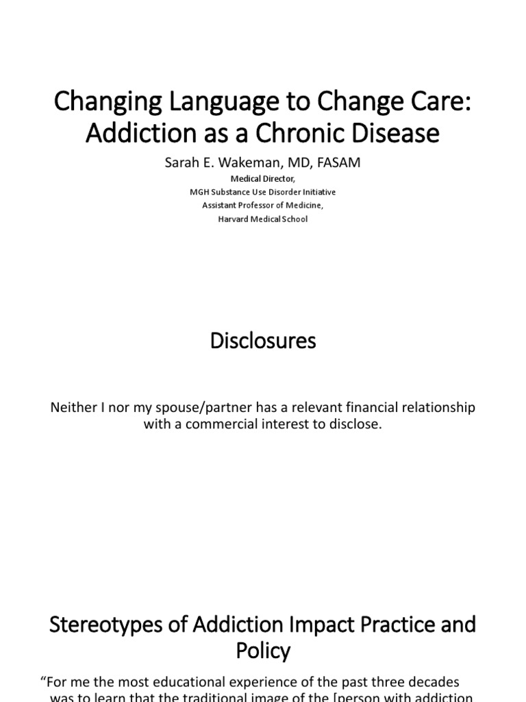 Changing Language To Change Care: Addiction As A Chronic Disease | PDF ...