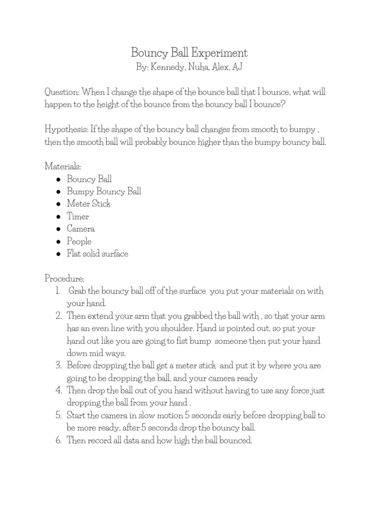 Bouncy Ball Experiment - Kennedy Aj Alex Nuha Period Six | PDF ...