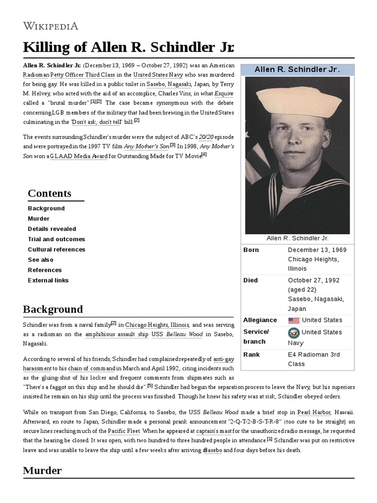 Killing of Allen R. Schindler Jr. | PDF | Justice | Crime & Violence