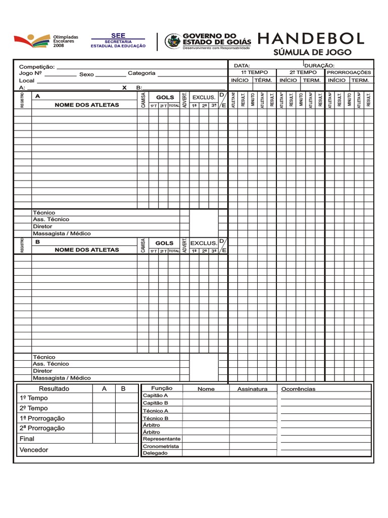 Súmula-Handebol | PDF