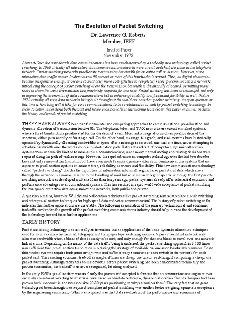 Evolution of Packet Switching | PDF | Packet Switching | Computer Network