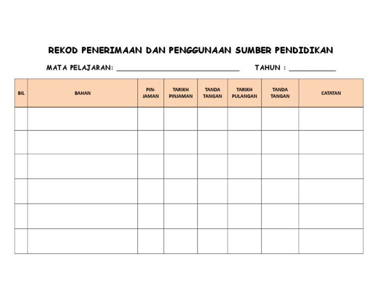 Rekod Penerimaan Dan Penggunaan Sumber Pendidikan - Riset