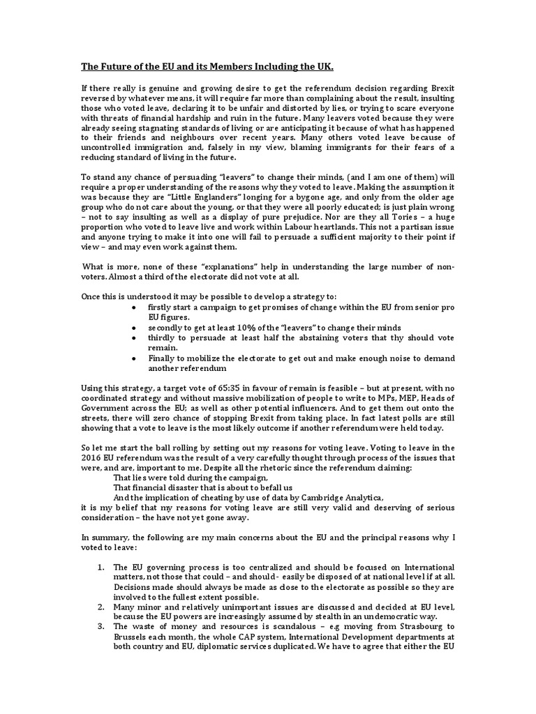 The Future of The EU and Its Members | PDF | United Kingdom European ...