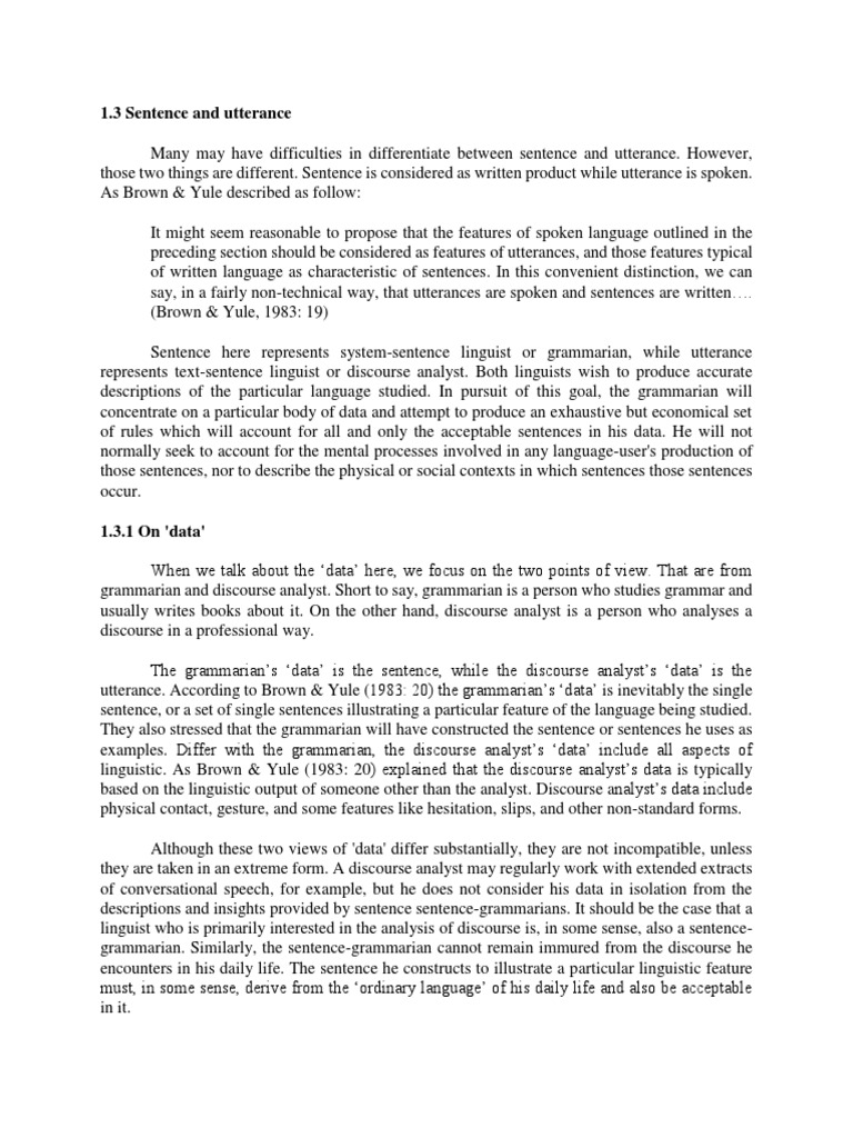 1.3 Sentence and Utterance | PDF | Linguistics | Human Communication