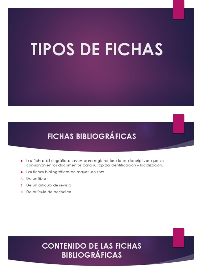 Tipos de Fichas | PDF | Libros | Publicación