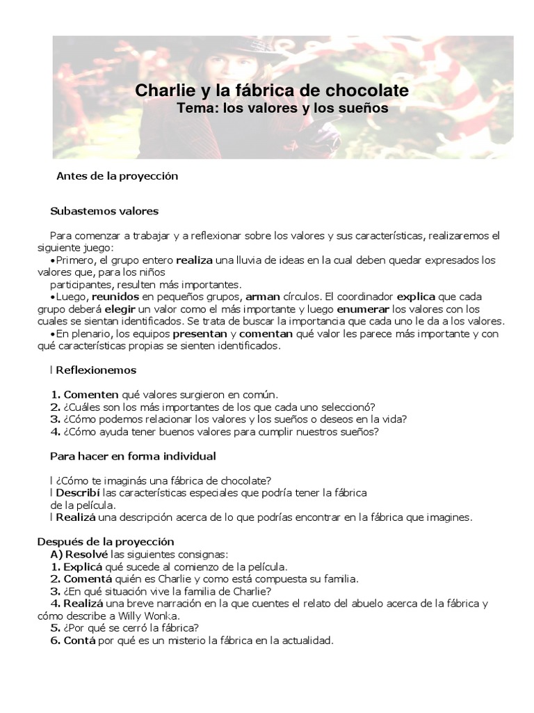 Charlie y La Fábrica de Chocolate | PDF