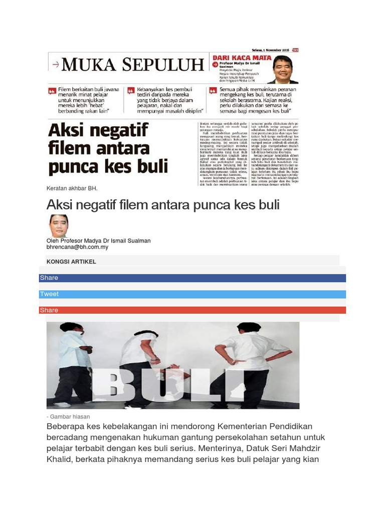 Artikel Aksi Negatif Filem Antara Punca Kes Buli | PDF