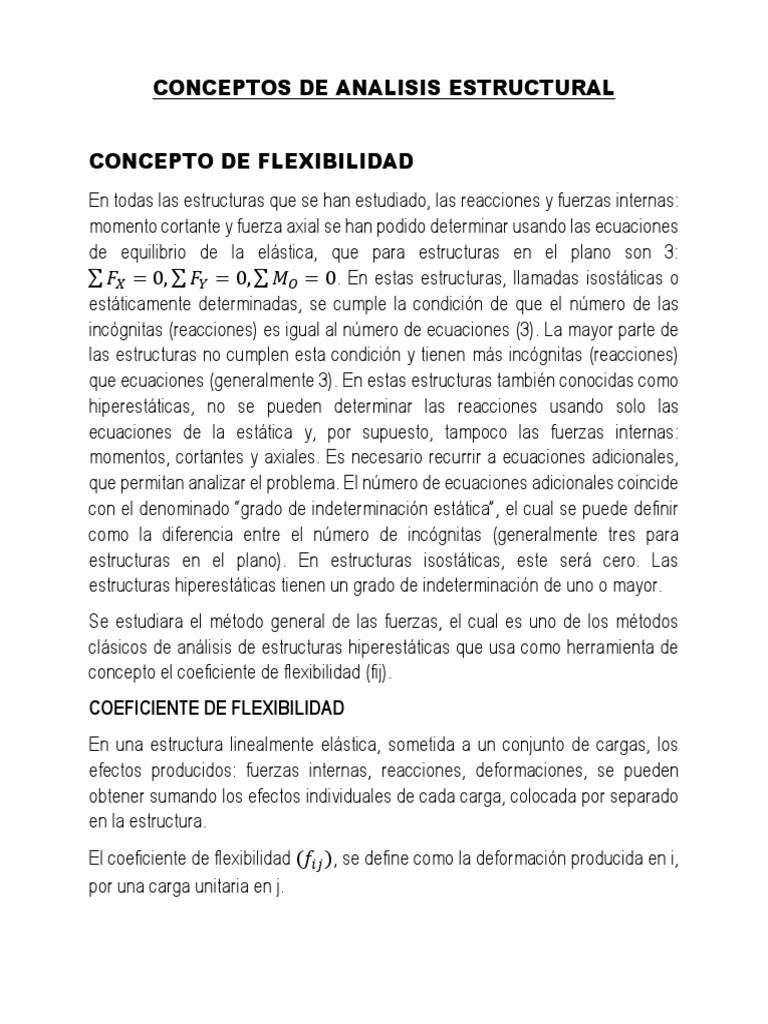 Conceptos de Analisis Estructural | PDF | Elasticidad (Física) | Ecuaciones