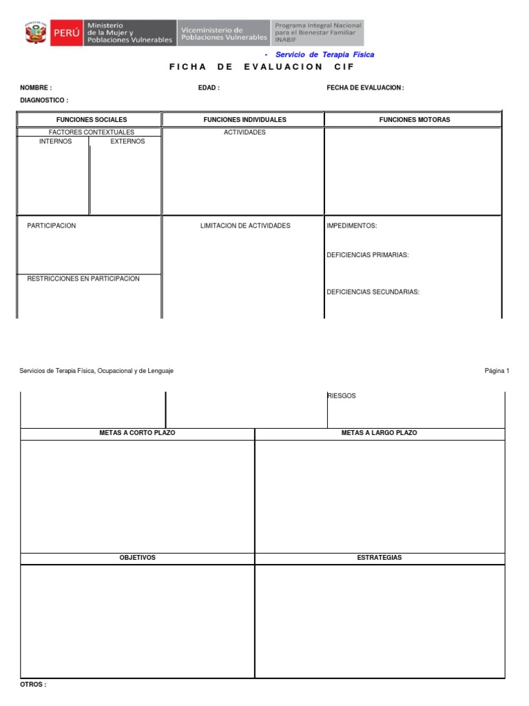 Ficha Cif en Blanco | PDF | Medicina | Enfermedades y trastornos