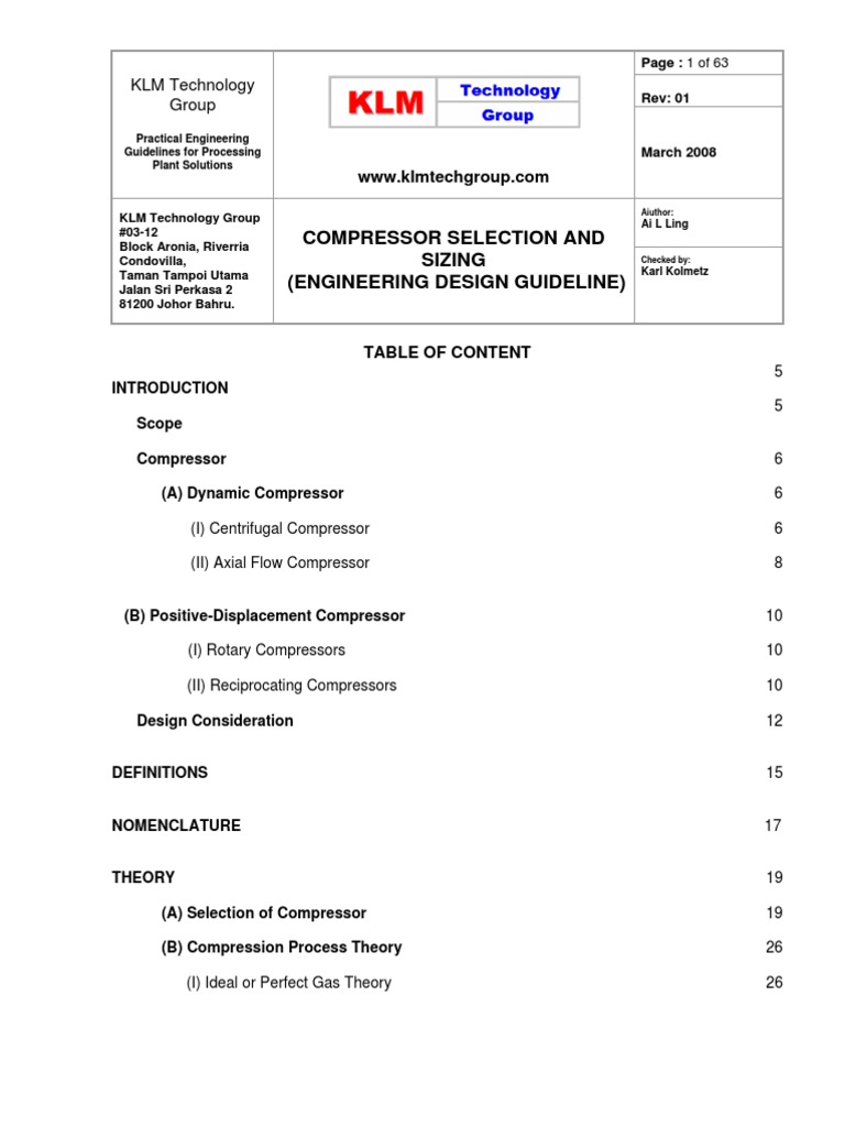 Engineering Design Guideline - Compressor Rev2 | PDF | Turbine | Gases