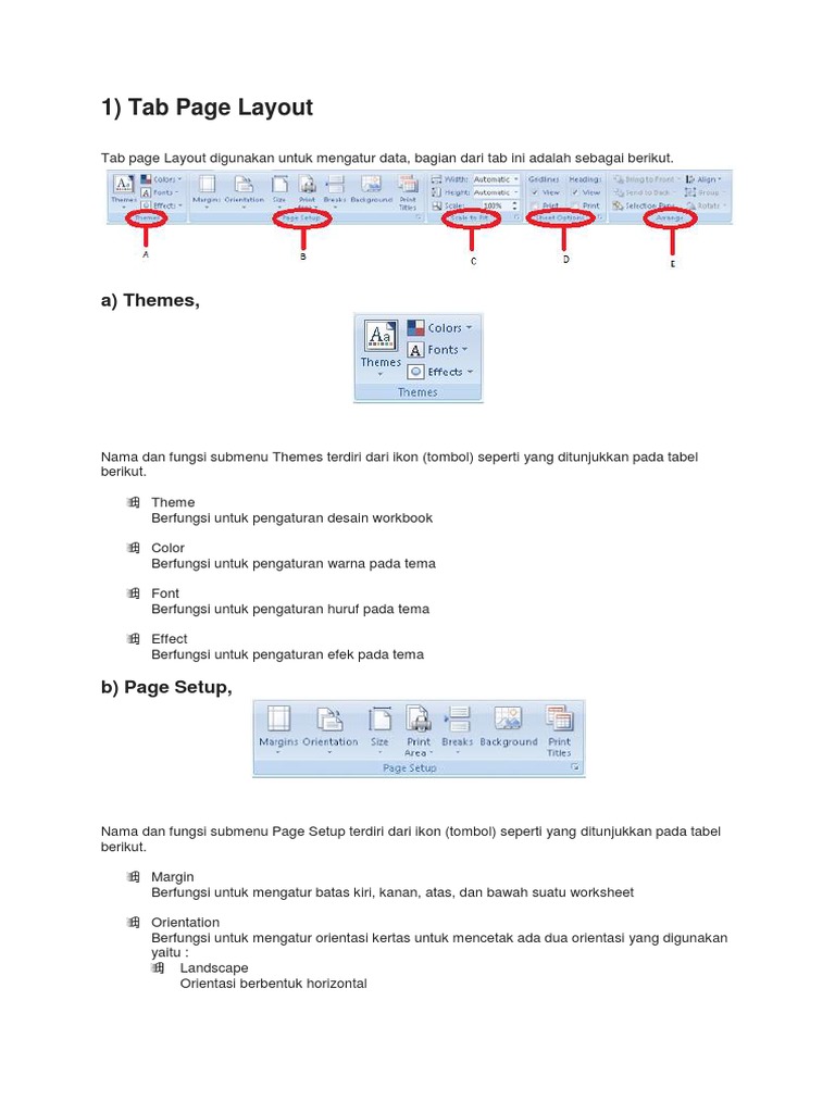 Fungsi Icon Tab Page Layout Dan Formulas | PDF