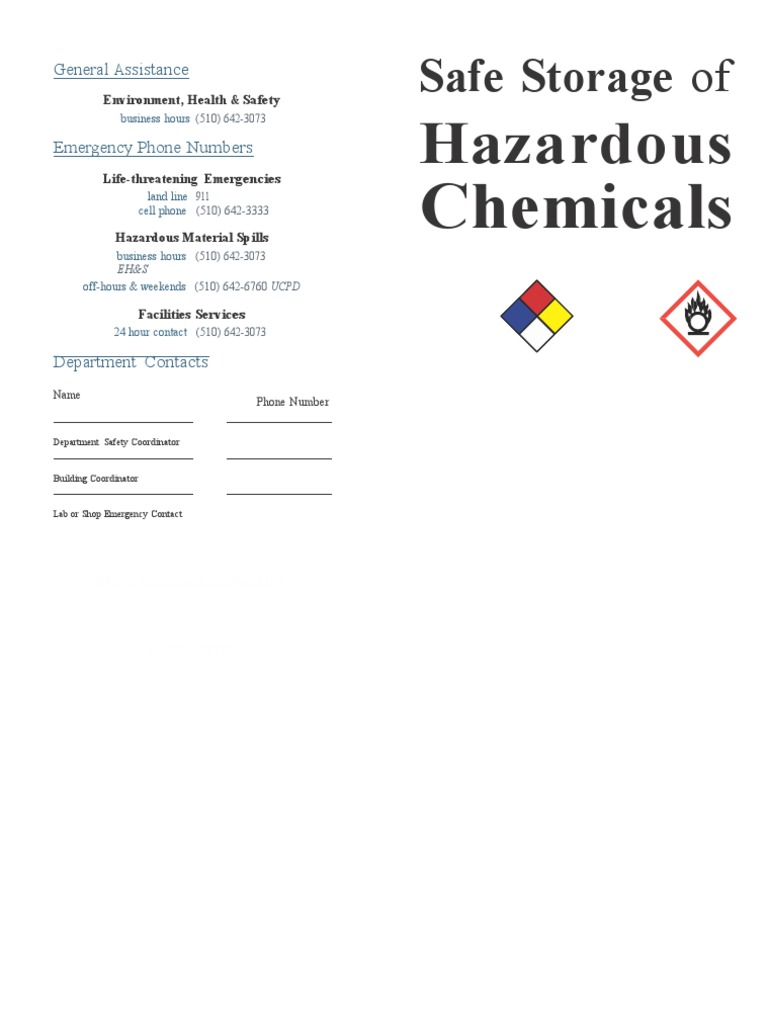 Chemical Storage Booklet | PDF | Fluorine | Chlorine