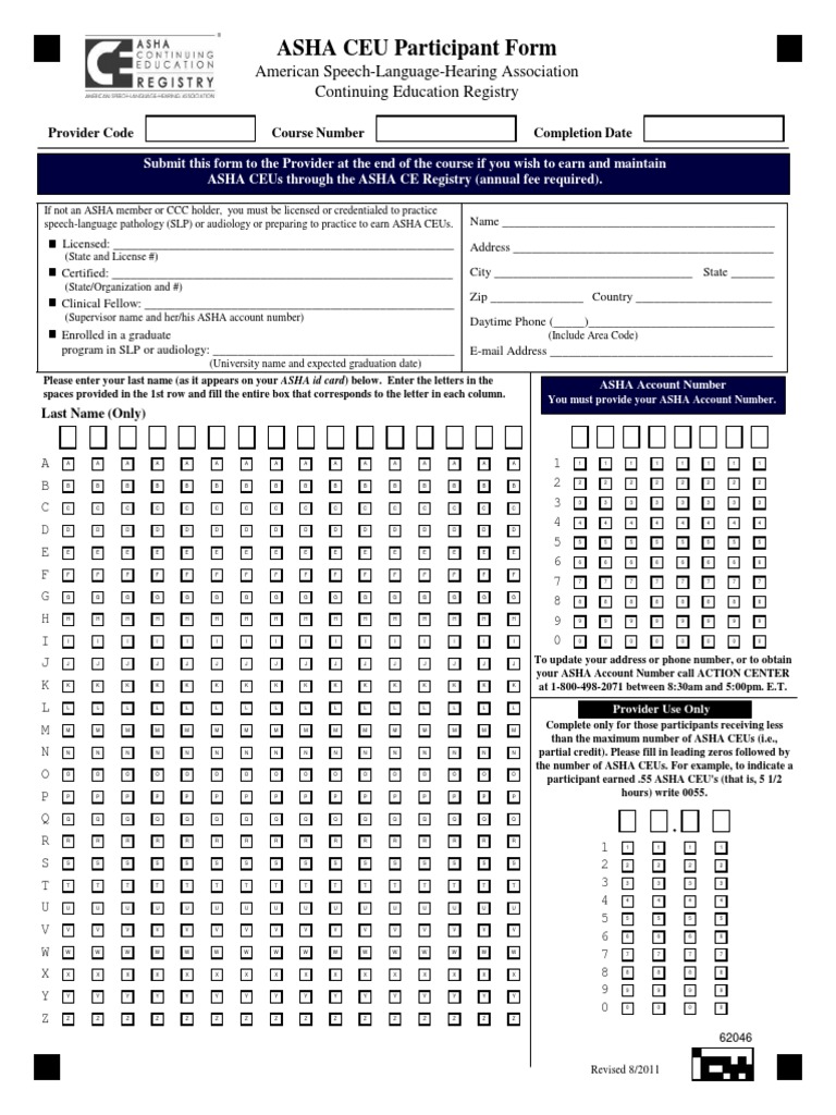 ASHA CEU Form for SLPs & Audiologists | PDF | Business