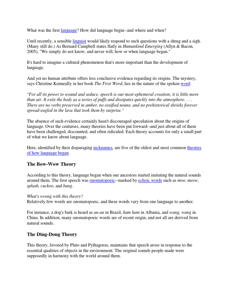 What Was The First Language | PDF | Theory | Semiotics