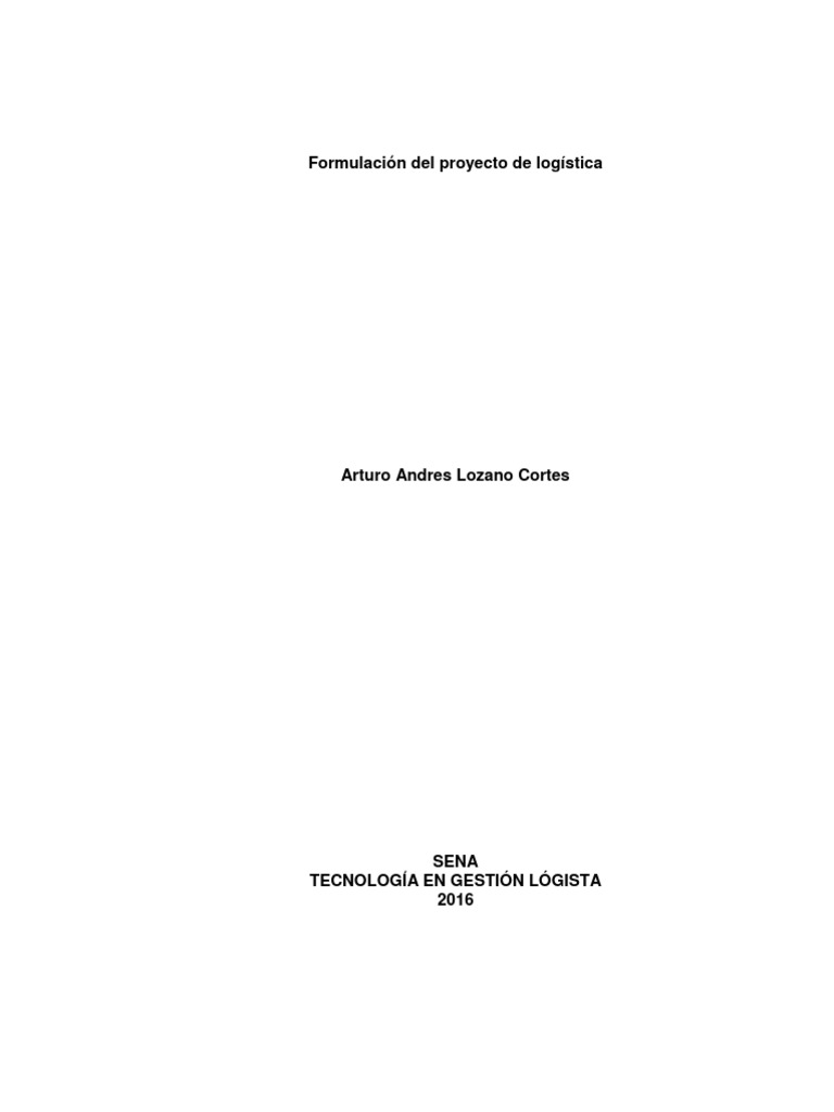 Formulacion Del Proyecto de Logistica | PDF | Logística | Almacén