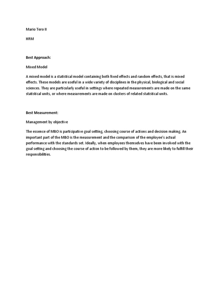 Mixed Model & Management by Objectives | PDF
