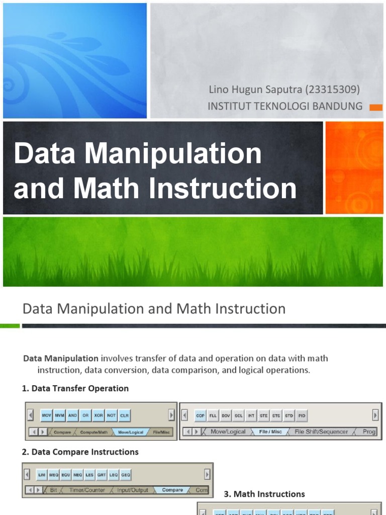 Data Manipulation and Math Instruction: Lino Hugun Saputra (23315309) Institut Teknologi Bandung ...