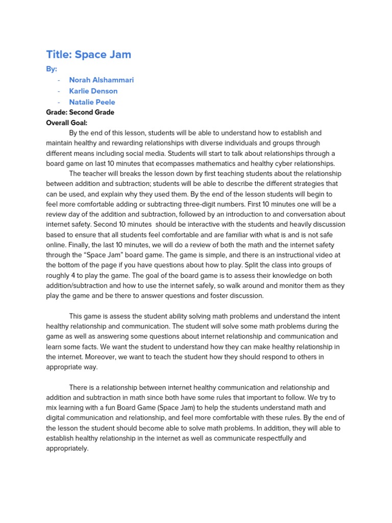 Space Jam-2 | PDF | Teachers | Internet