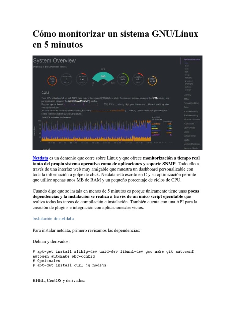Cómo Monitorizar Un Sistema GNU | PDF | Proyectos de software libre | Desarrollo de software