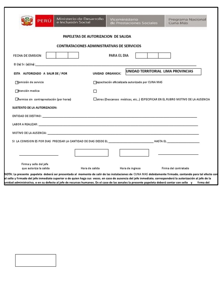 Papeletas de Salida | PDF