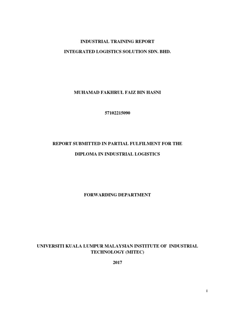 Industrial Training Report | PDF | Logistics | Industries