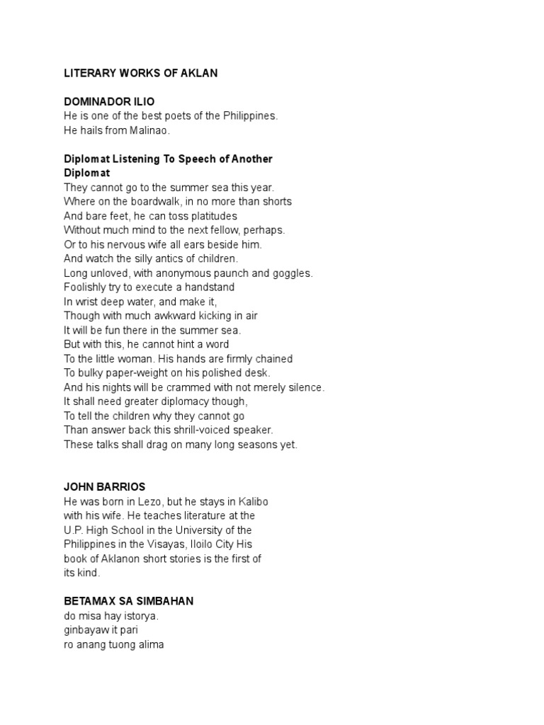 Aklan Literature New | PDF | Poetry | General Fiction