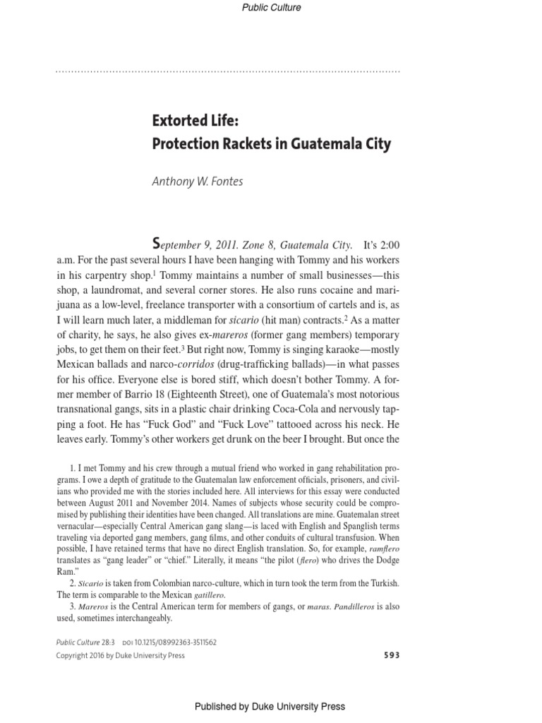 Extorted Life Anthony Fontes | PDF | Guatemala | Organized Crime