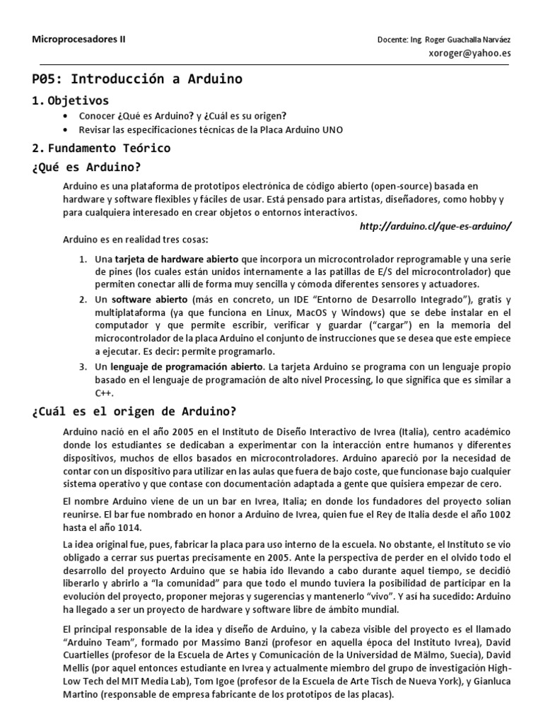 P05 Introduccion A Arduino | PDF | Arduino | Arranque