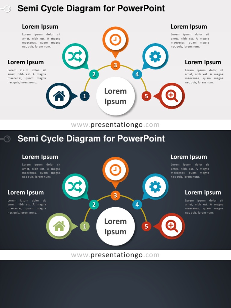 Semi Cycle Diagram For Powerpoint: Lorem Ipsum | PDF