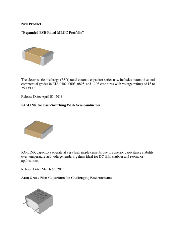 New Product "Expanded ESD Rated MLCC Portfolio" | Download Free PDF ...