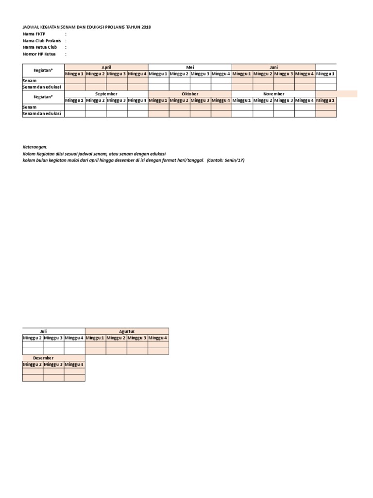 JADWAL KEGIATAN SENAM DAN EDUKASI CLUB PROLANIS | PDF