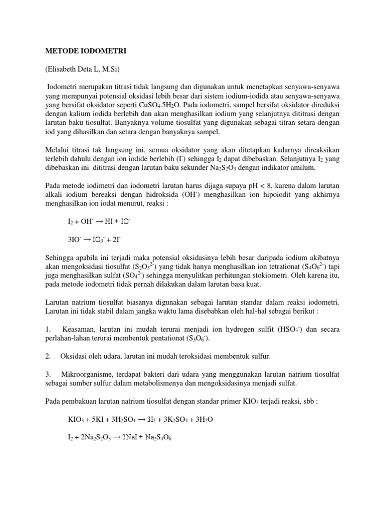 Metode Iodometri | PDF