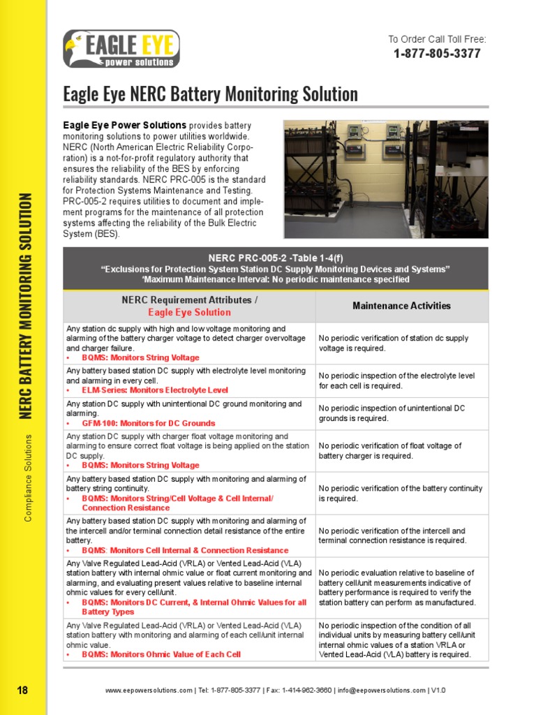 NERC PRC-005-2 Battery Monitoring Solutions | PDF | Battery ...