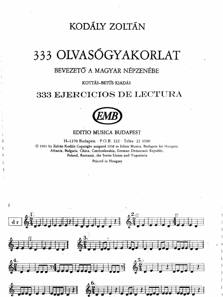 333 Ejercicios de Lectura - Kodaly | PDF