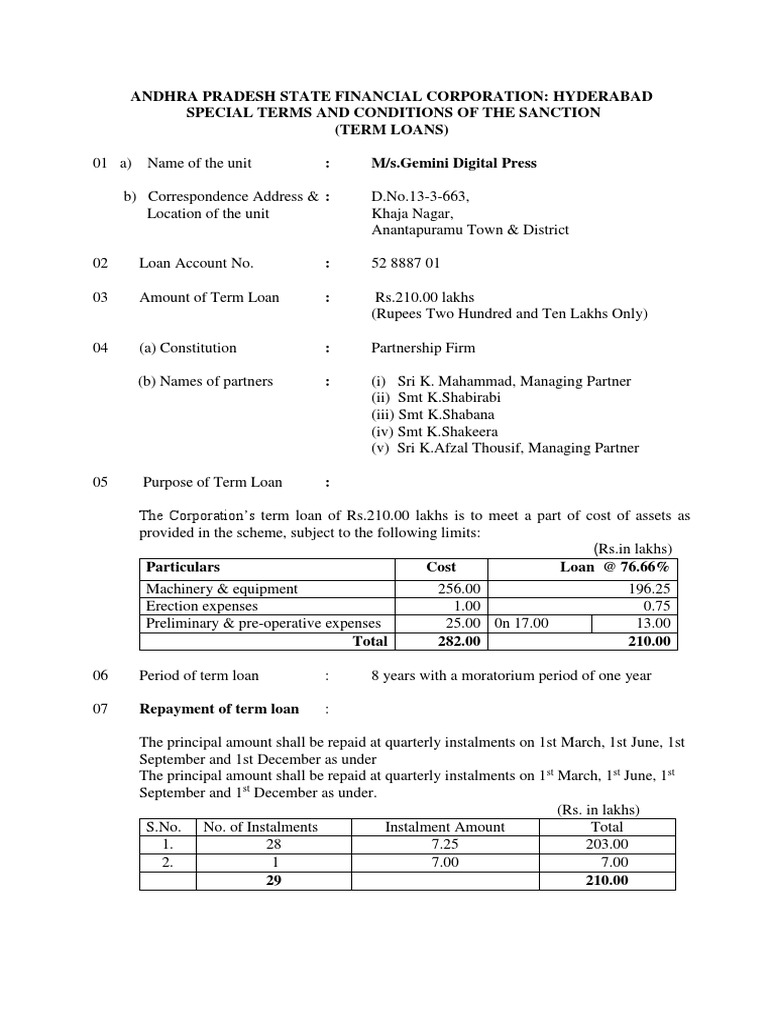 Andhra Pradesh State Financial Corporation: Hyderabad Special Terms and ...