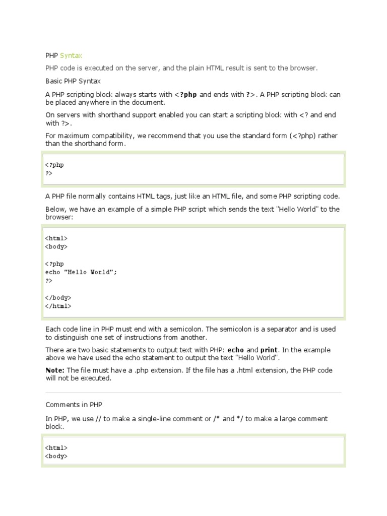 PHP Basic | PDF | Php | Variable (Computer Science)