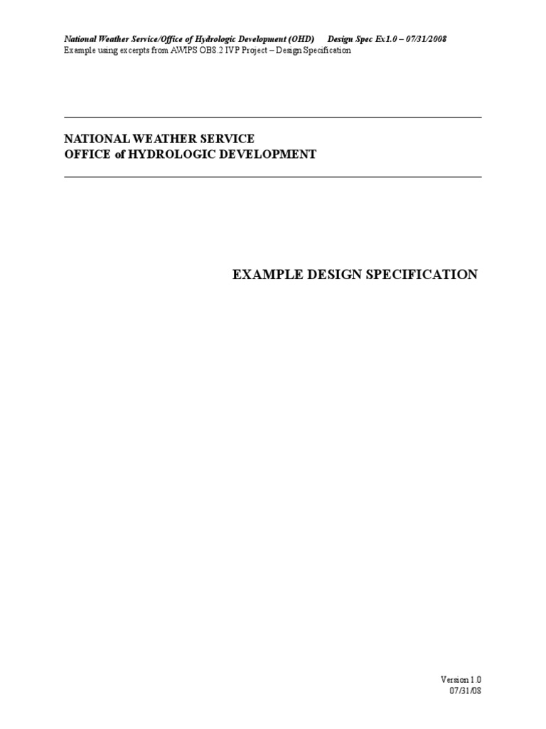 OHD Design Specification Example Ver1 | PDF | Specification (Technical ...