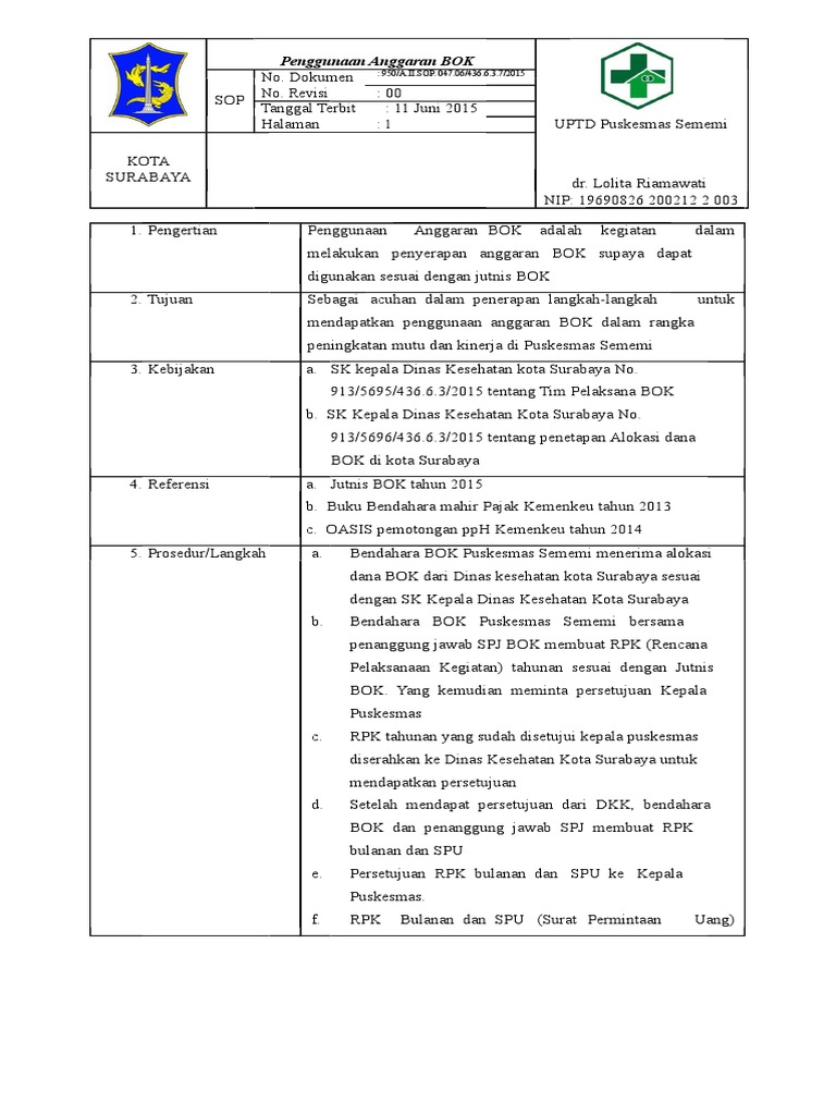 47 SOP Pengunaan Anggaran Bok | PDF