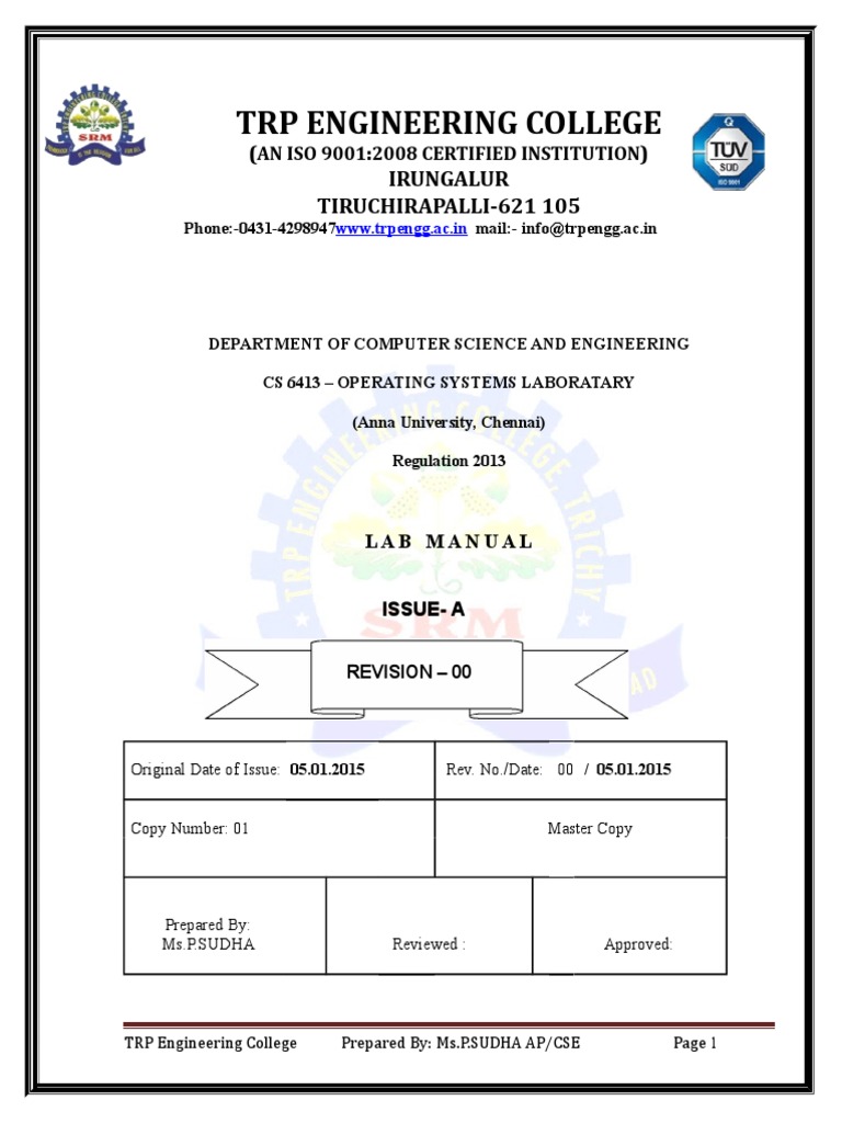 Manual - Os Lab - Trpec | PDF | Scheduling (Computing) | Operating System Technology