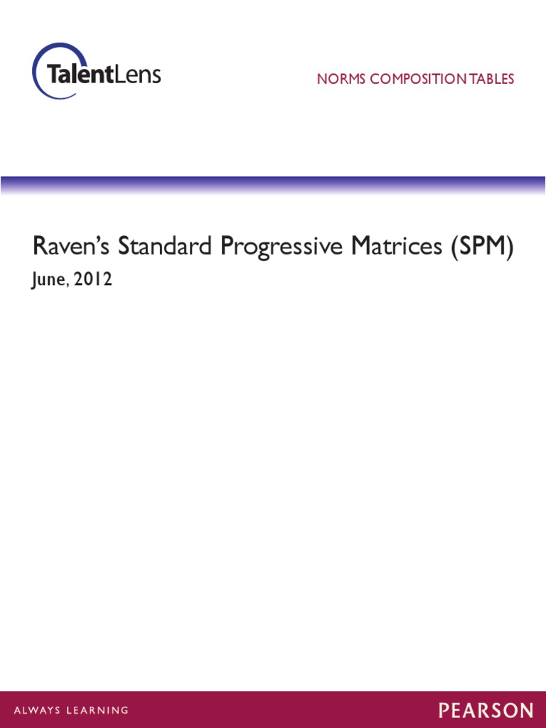 Raven's Standard Progressive Matrices (SPM) : June, 2012 | PDF | Race ...
