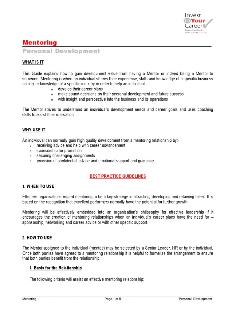 Mentoring Guide | PDF | Mentorship | Psychology