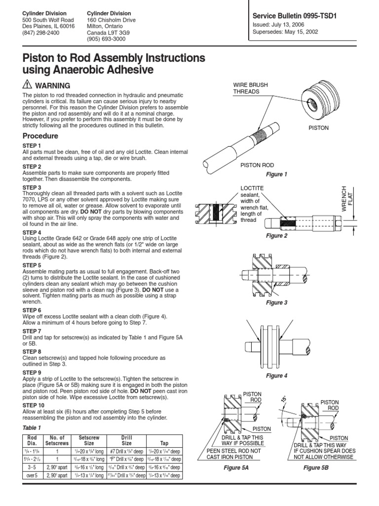 Piston To Rod Assembly Instructions Using Anaerobic Adhesive | PDF ...