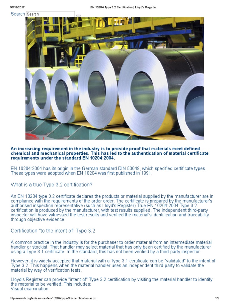 LR EN 10204 Type 3 | PDF | Certification | Public Key Certificate